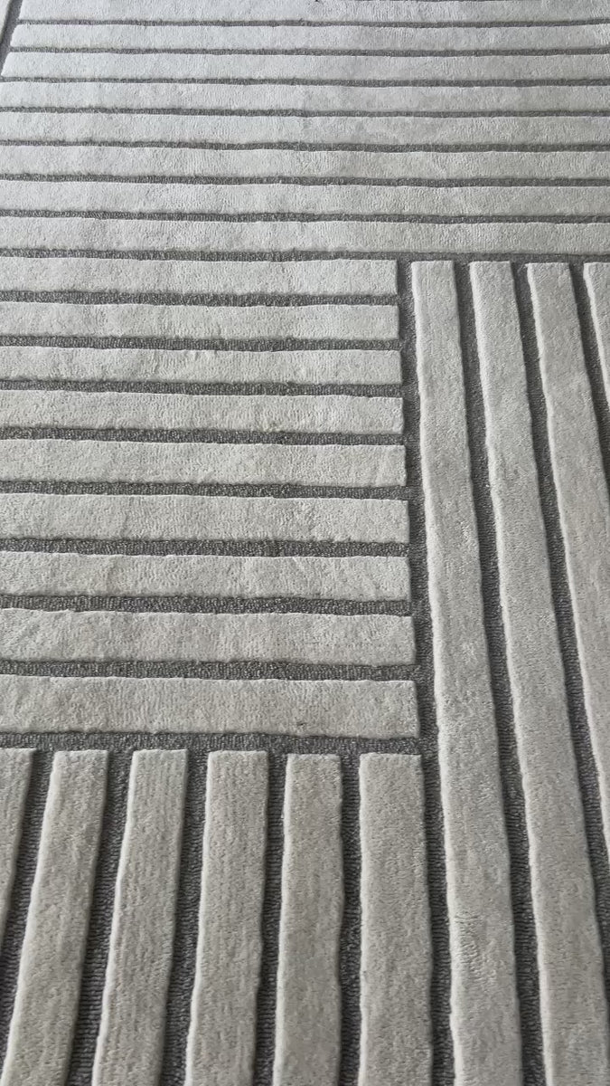 Modern Off White Combed Hand Tufted Rug – Carpet Planet